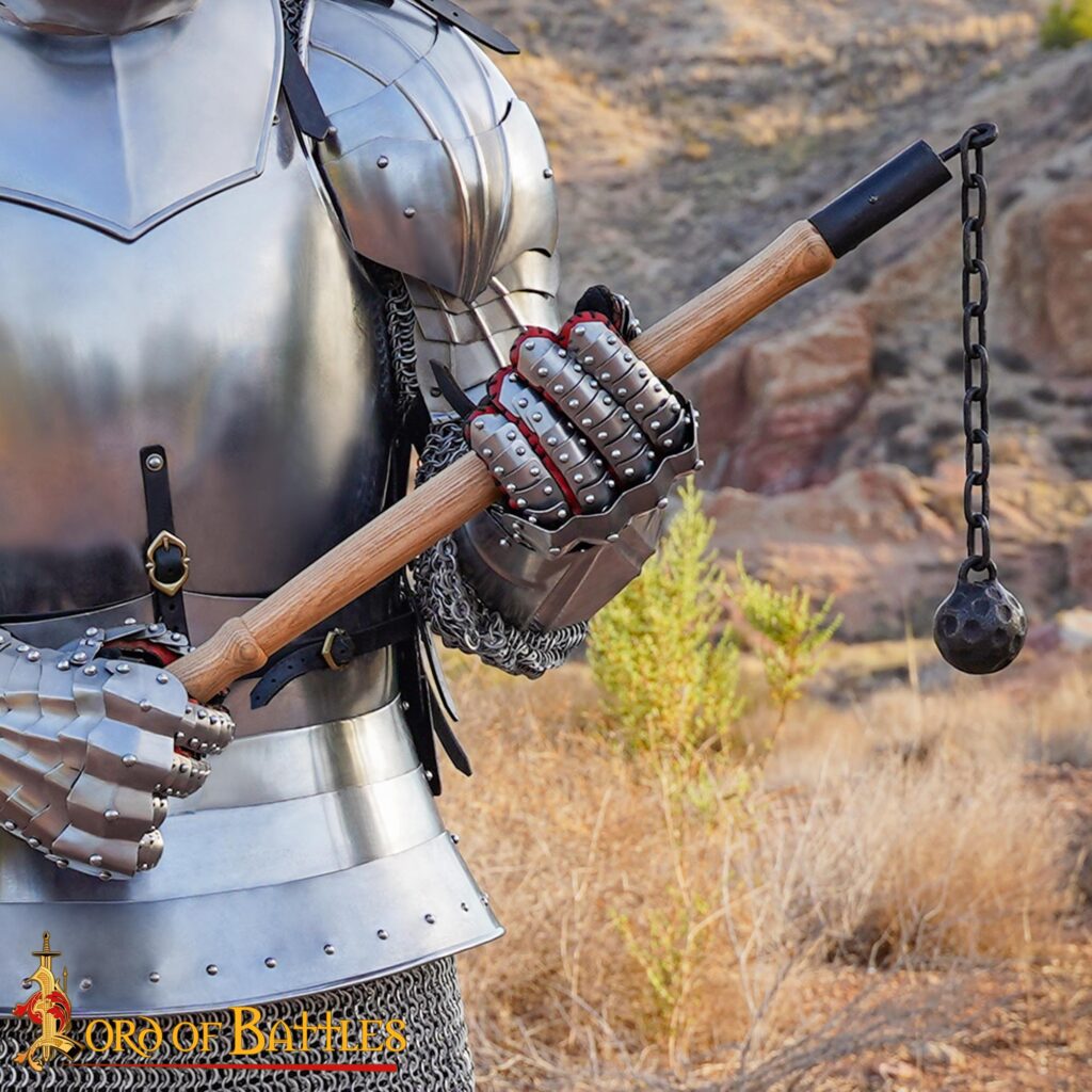Buy Medieval Battle Flail Single Ball Iron with Wooden Handle