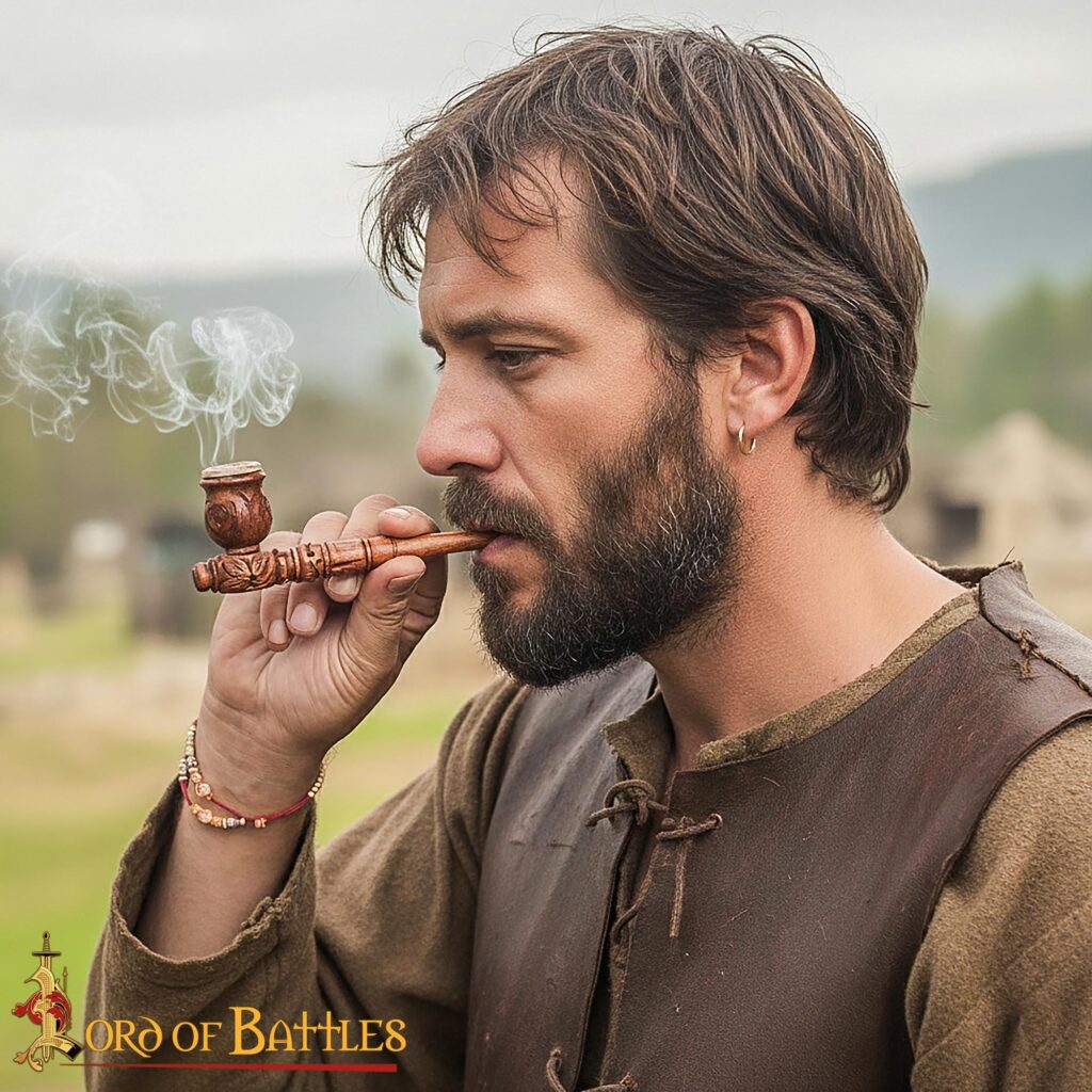 Medieval Hand-Engraved Wooden Smoking Pipe