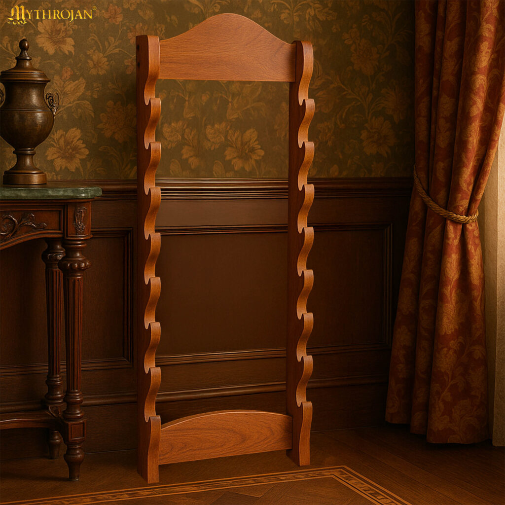 Mythrojan Wooden Sword Stand - Elegant Display for Collectors