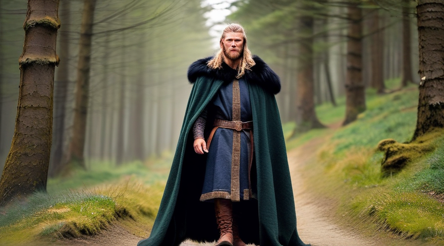 Capa Vikinga Modelo Fjell con Piel Sintética Negra: Un Estilo Medieval ...