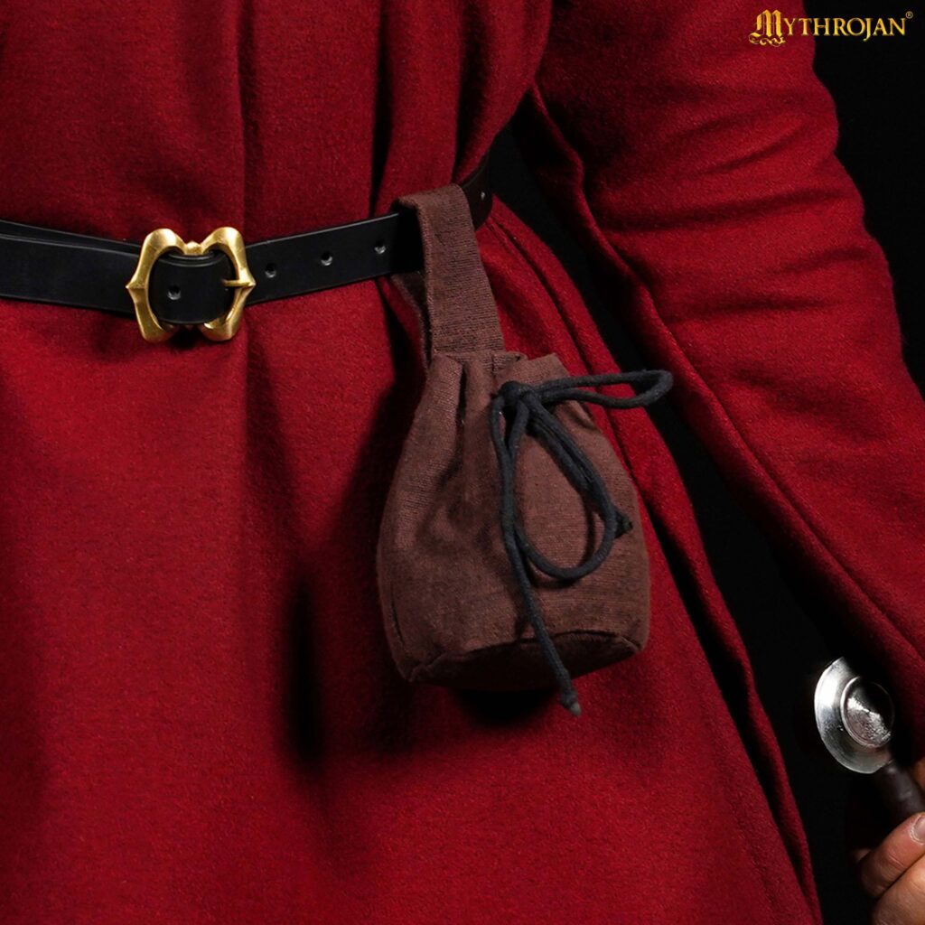 Medieval Cotton Canvas Belt Pouch with Drawstring