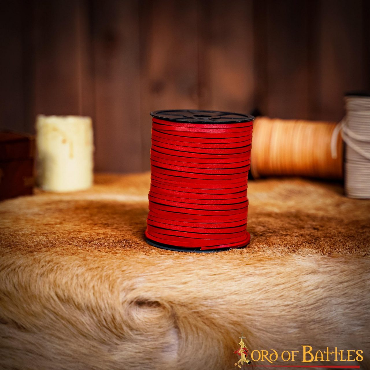 50metres Red Leather String Spool Roll - Medieval Shop at Medieworld