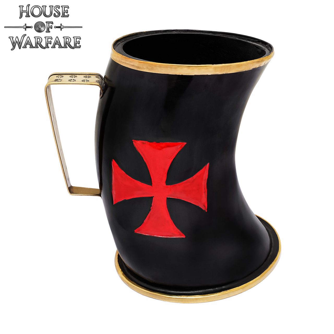Templar Knight Large Medieval Horn Tankard - Medieval Shop at MedieWorld