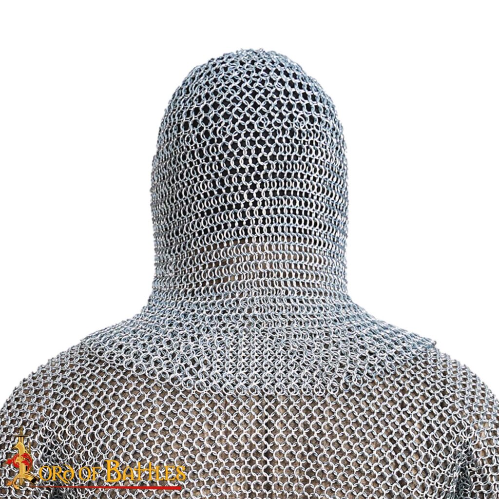 Round Ring Chainmail V Face Coif, Butted, 10 mm 16 gauge