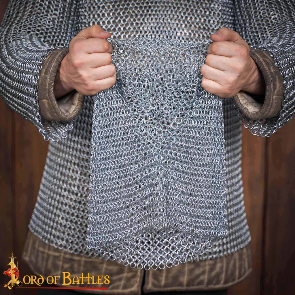 Round Ring Chainmail V Face Coif, Butted, 10 mm 16 gauge