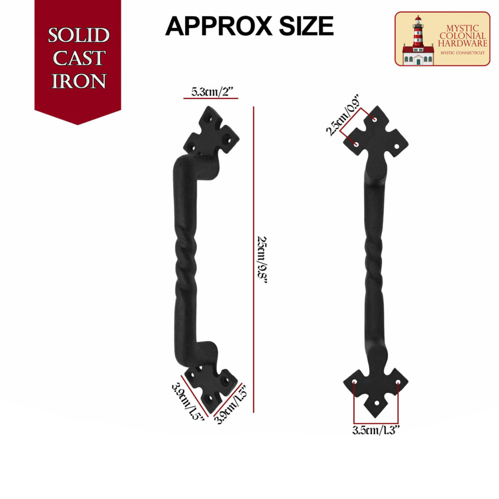 Black Cast Iron Pull Handles 10 inch - Cabinet Door Handles, Gate ...