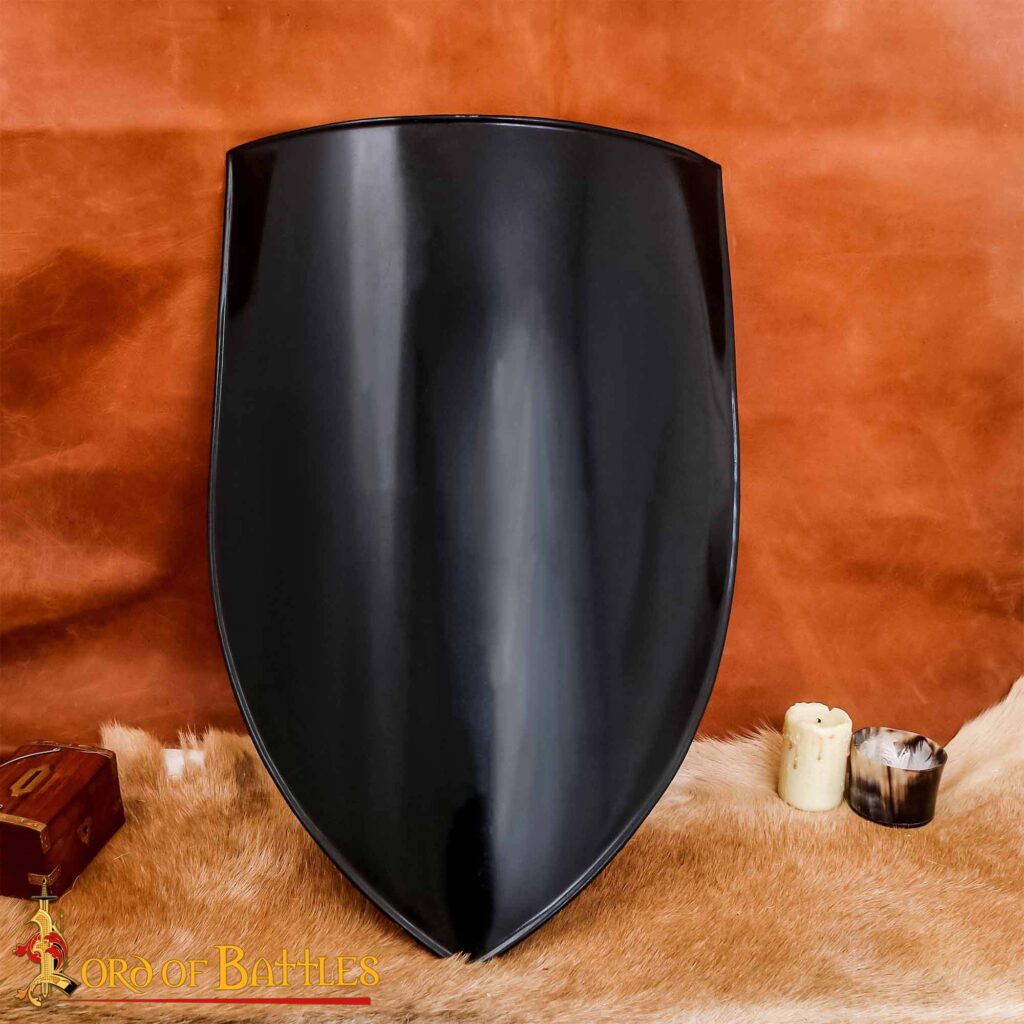 Medieval Heater Steel Shield – Customizable Plain Surface Black ...