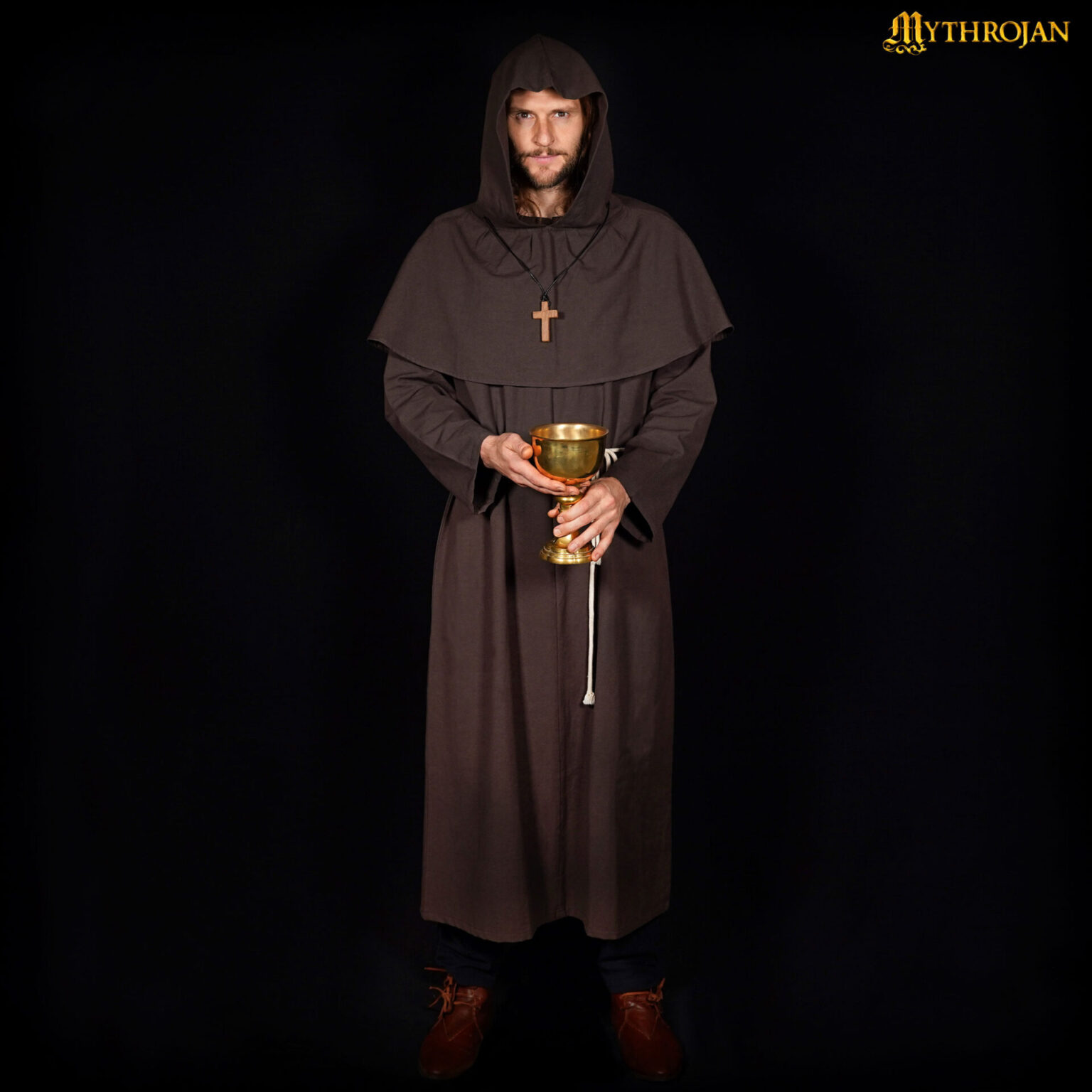 Discover Medieval Monk Costume with Hood & Rope Belt